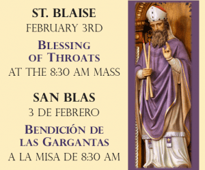 St. Blaise - Blessing of Throats - St. Mary