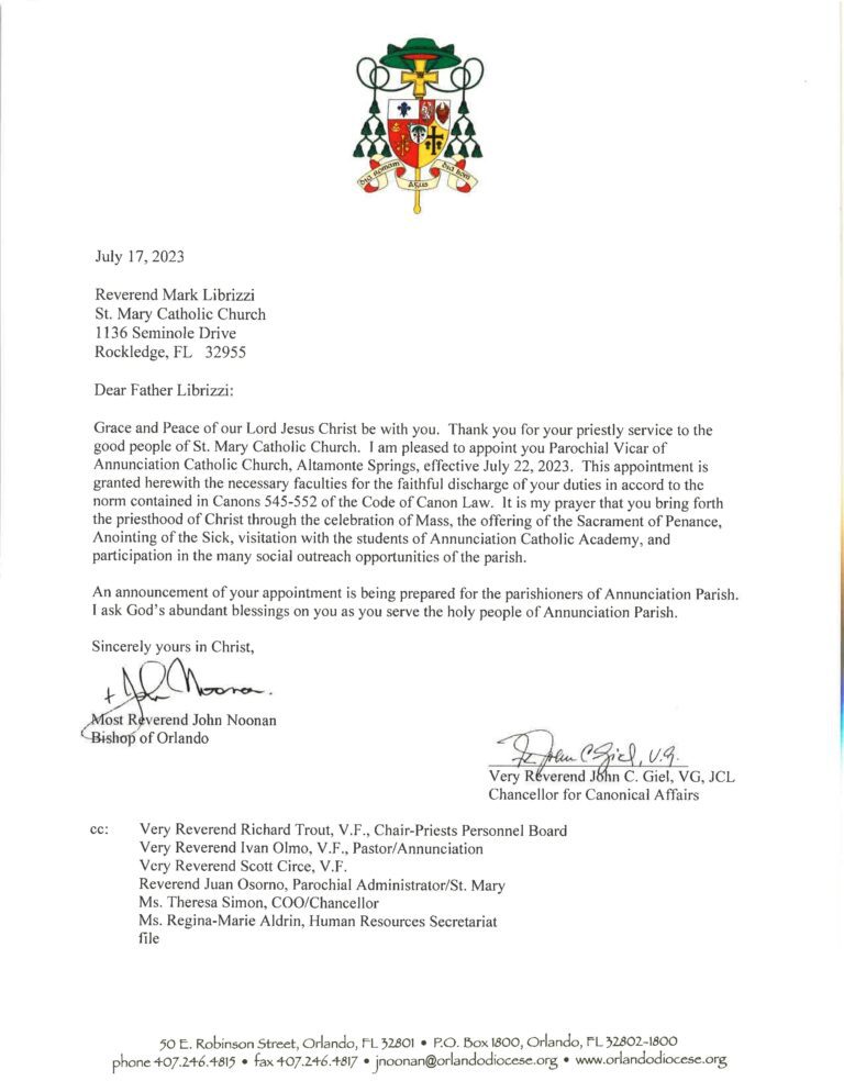 Thank you Fr. Mark Librizzi - St. Mary