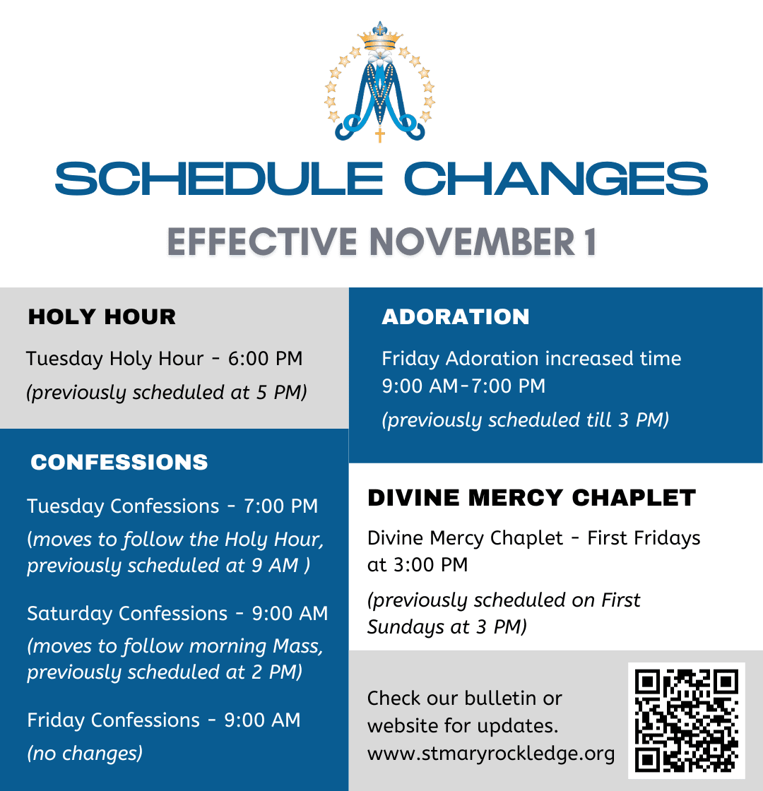 Changes to Schedule - St. Mary